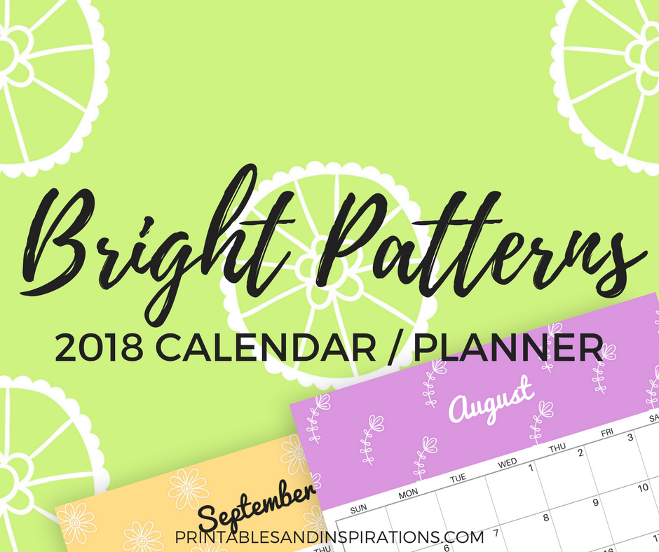 Free 2018 Colorful Calendar In Bright Patterns And More! - Printables ...