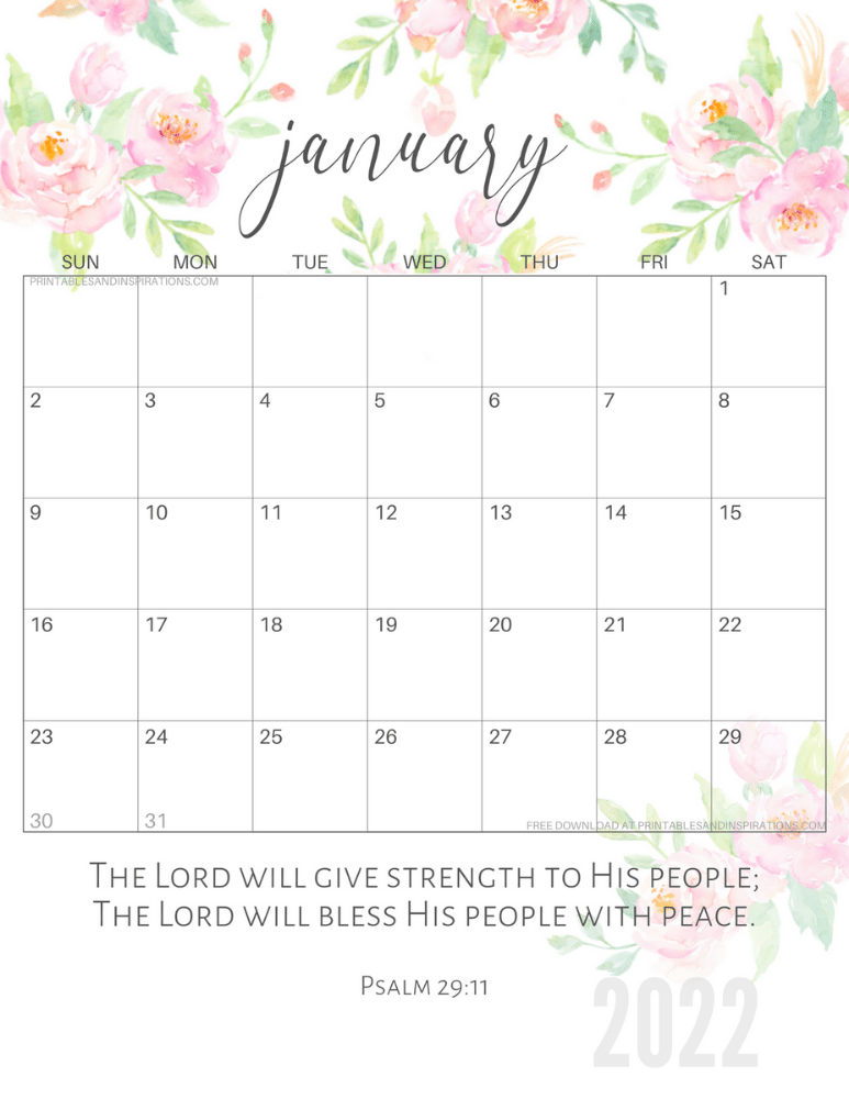 2022 Bible Verse Calendar Free Printable - Printables and Inspirations