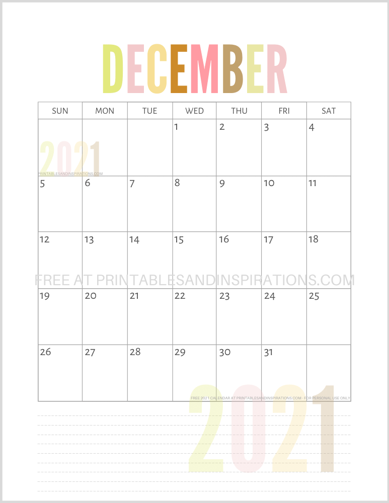 List Of Free Printable 2021 Calendar PDF - Printables and Inspirations