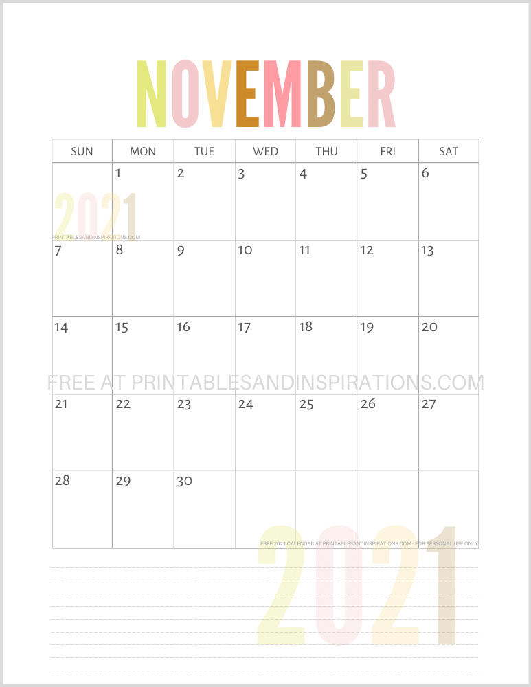 List Of Free Printable 2021 Calendar PDF - Printables and Inspirations