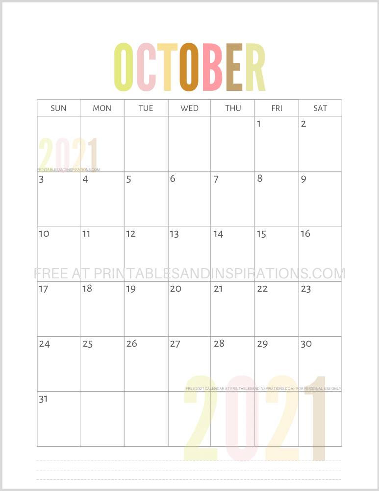 List Of Free Printable 2021 Calendar PDF - Printables and Inspirations