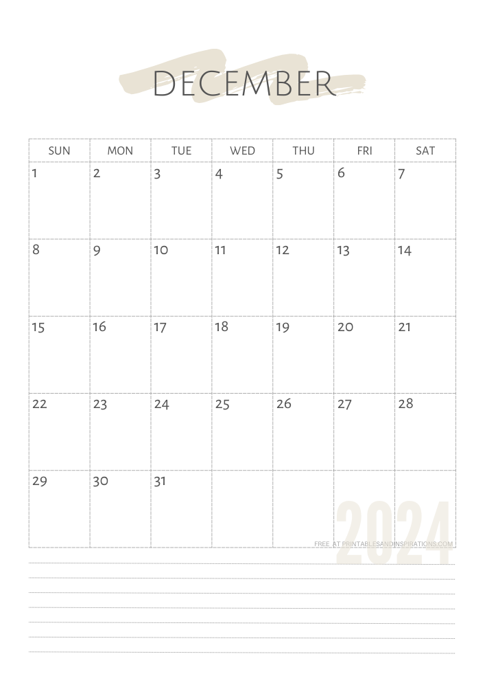 Cute December 2024 Calendar Free Printable - Printables and Inspirations