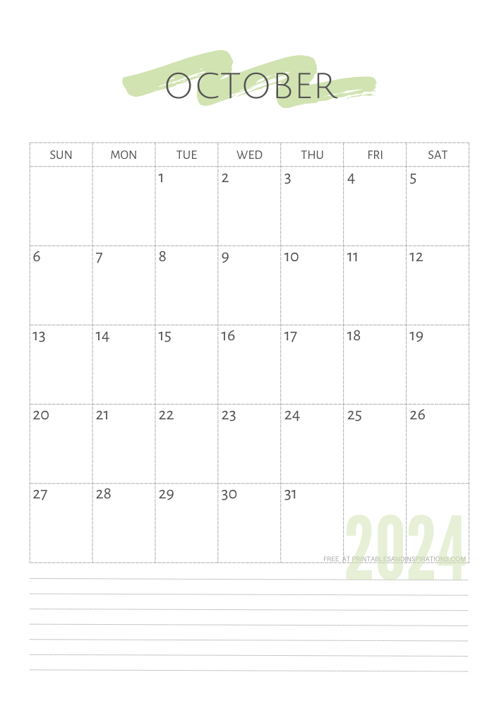 Cute October 2024 Calendar Free Printable - Printables and Inspirations