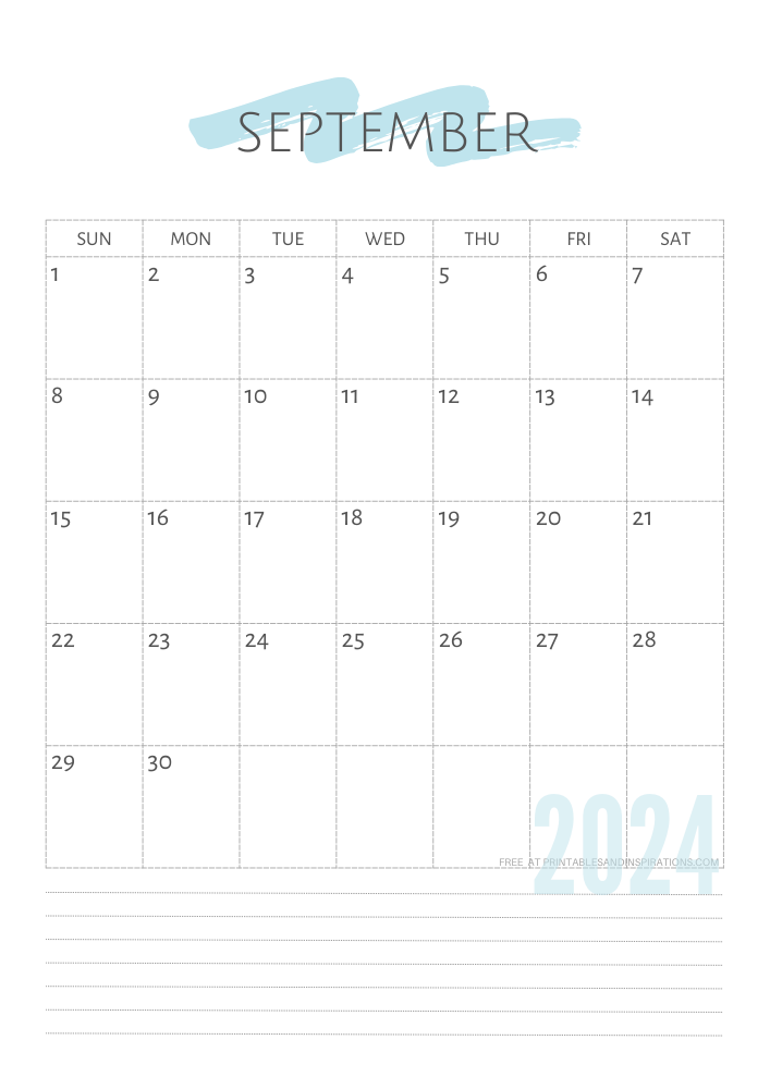 September 2024 Calendar Free Printable - Printables and Inspirations