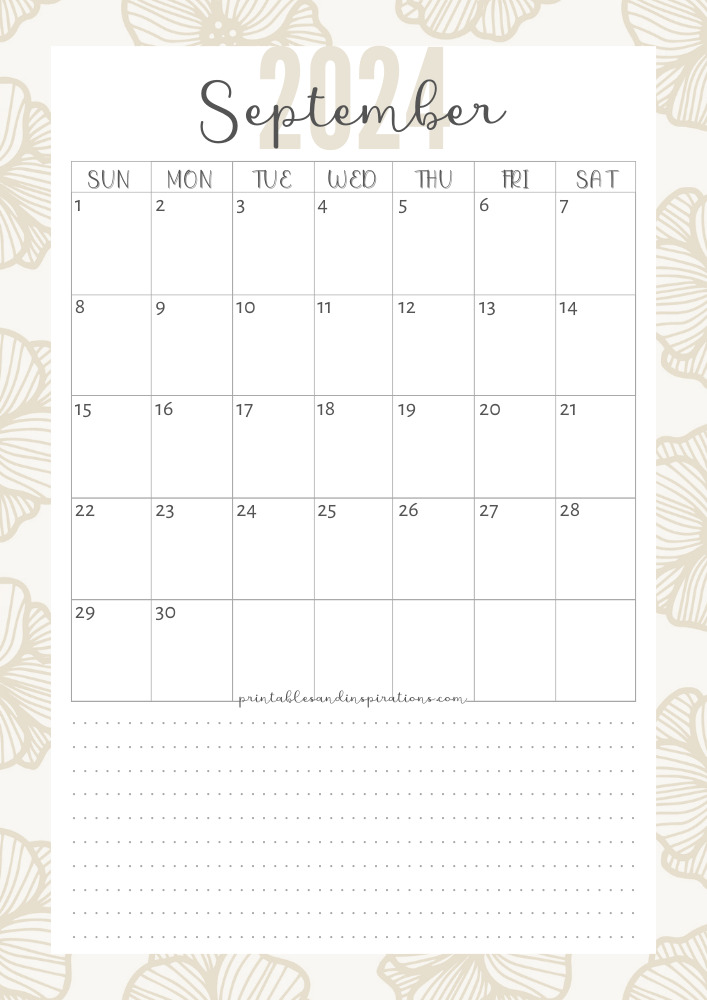September 2024 Calendar Free Printable - Printables and Inspirations