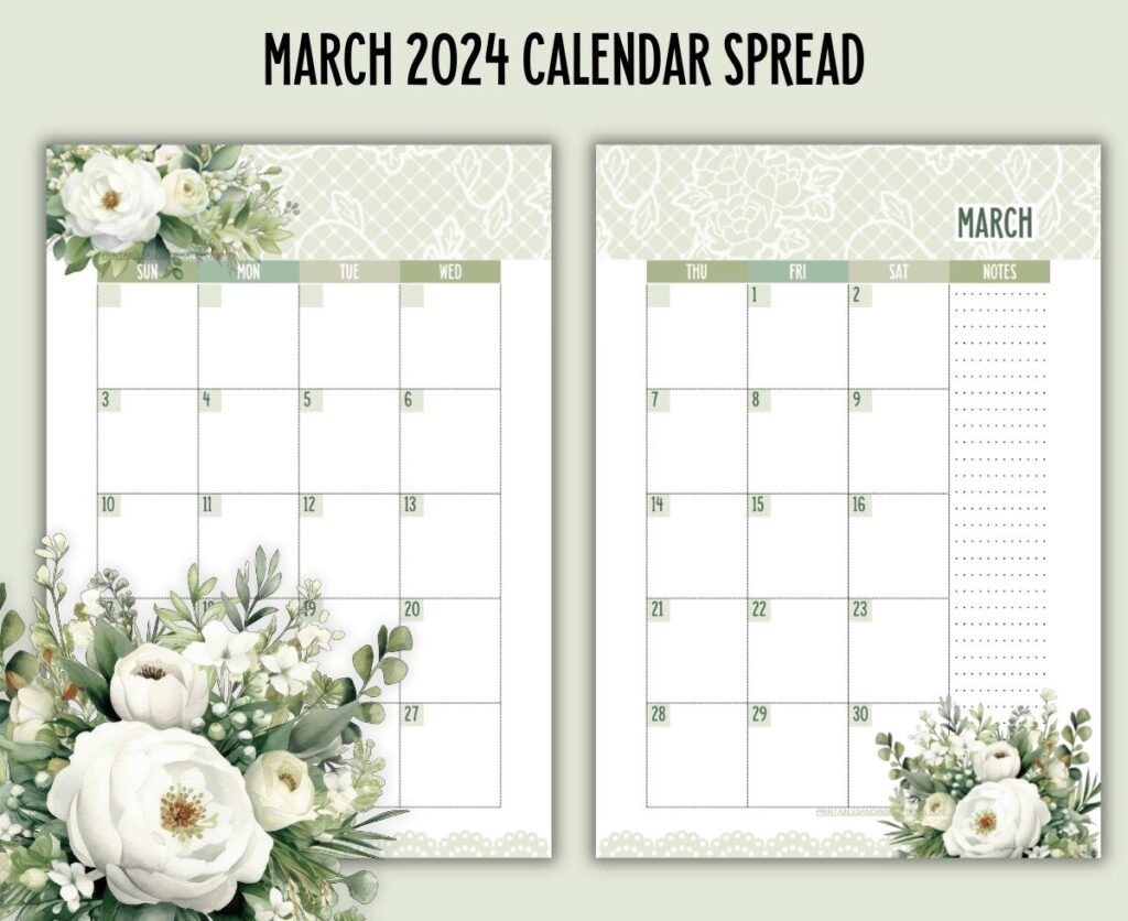 Free Printable Green Planners For Any Month - Printables and Inspirations