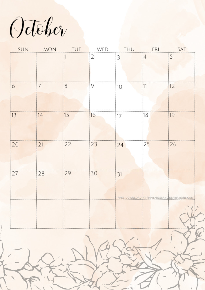Cute October 2024 Calendar Free Printable - Printables and Inspirations