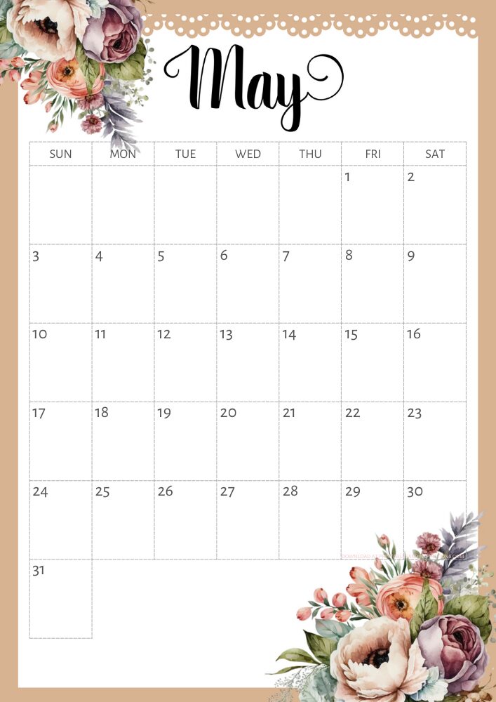 Free 2025 2026 Vintage Floral Calendar Printable - Printables and ...