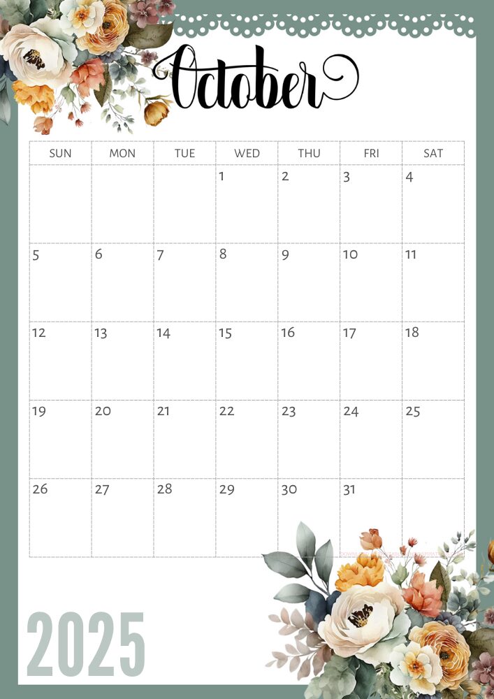 Free 2025 2026 Vintage Floral Calendar Printable - Printables and ...