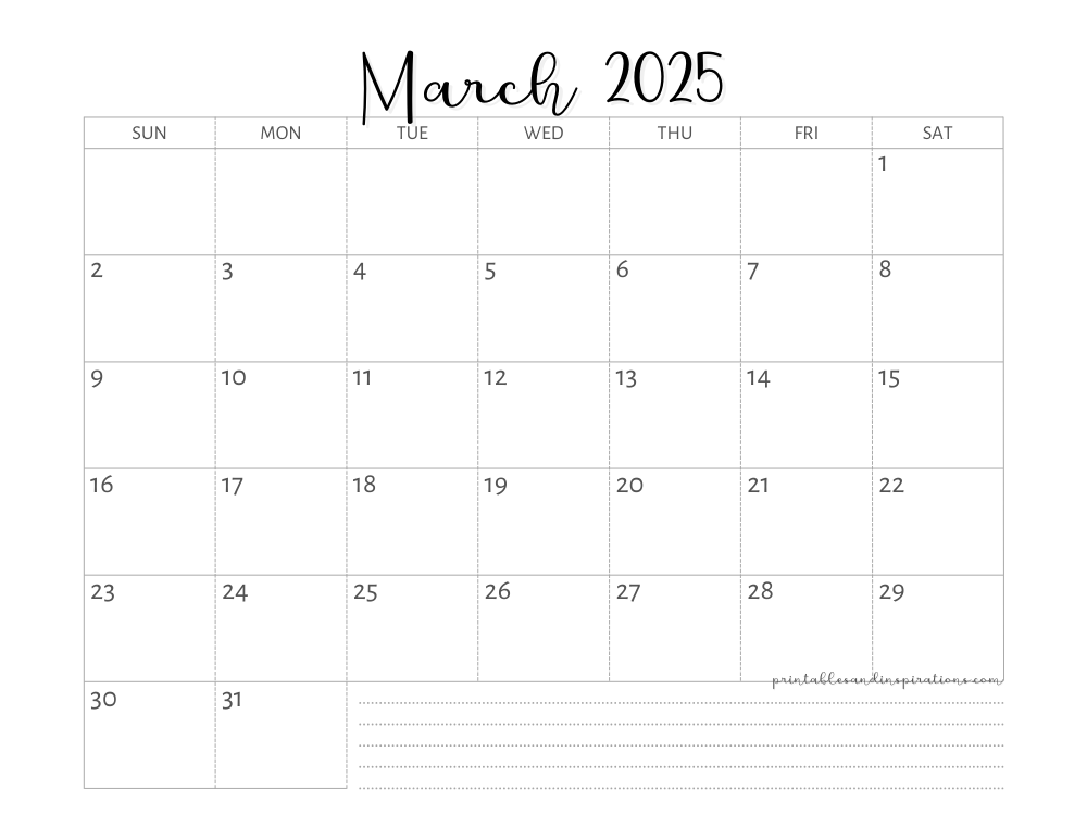Free Printable 2025 Monthly Calendar Template PDF - Printables and ...