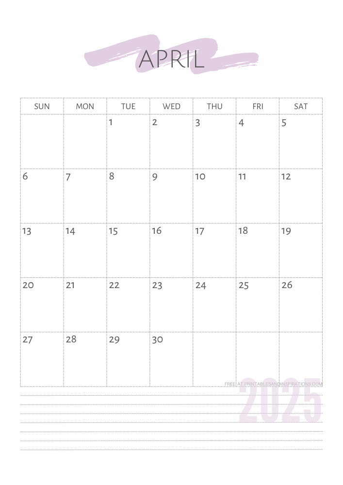 Happy April 2025 Calendar Free Printable PDF - Printables and Inspirations