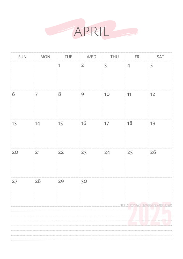 Happy April 2025 Calendar Free Printable PDF - Printables and Inspirations