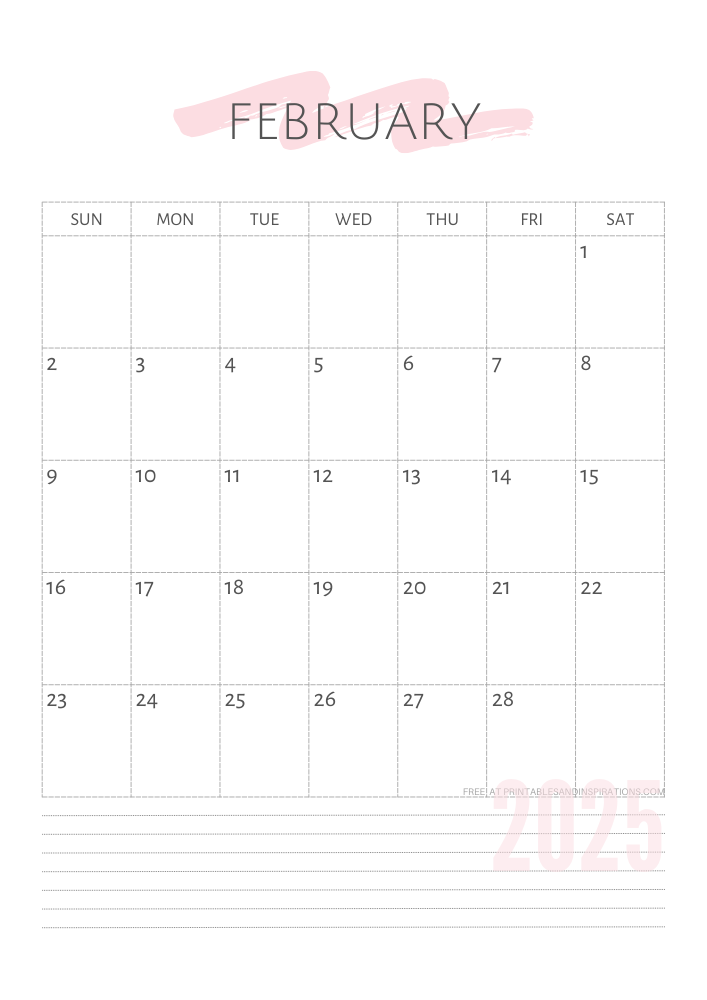 Pretty February 2025 Calendar Free Printable PDF - Printables and ...