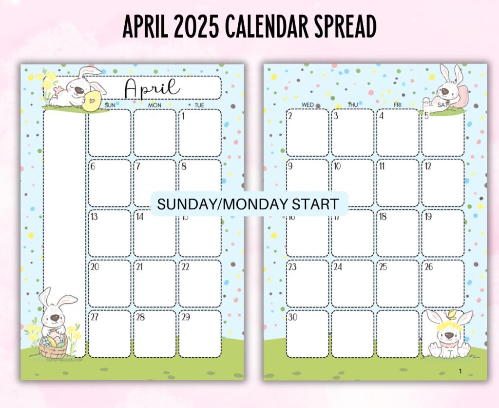 Happy April 2025 Calendar Free Printable PDF - Printables and Inspirations